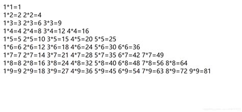 javascript实现九九乘法表 javascript中写九九乘法表 csdn博客