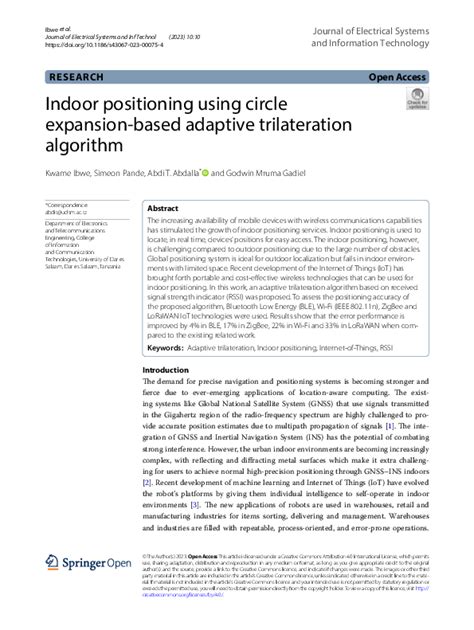 Pdf Indoor Positioning Using Circle Expansion Based Adaptive