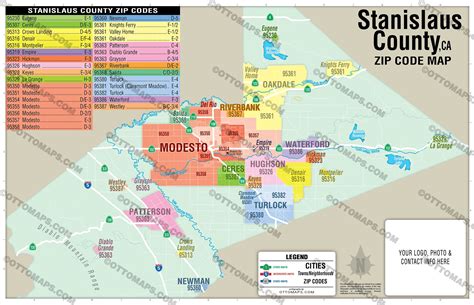 Stanislaus County Zip Code Map California Files Pdf And Ai Edit