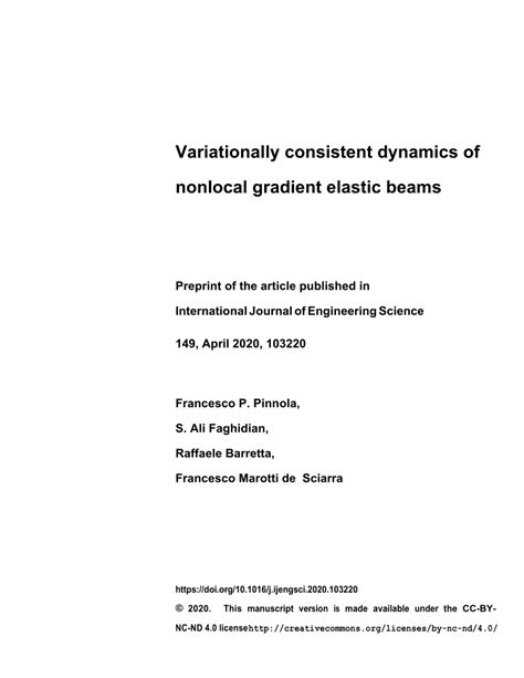 Pdf Variationally Consistent Dynamics Of Nonlocal Gradient Elastic Beams