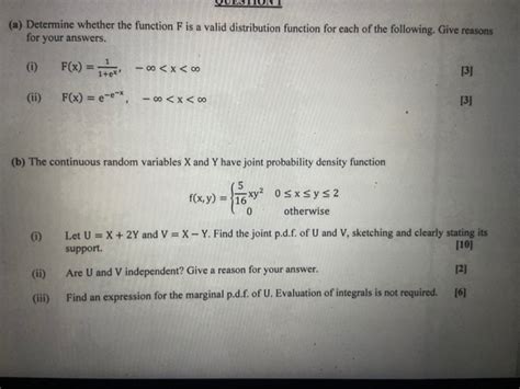 Solved A Determine Whether The Function F Is A Valid Chegg