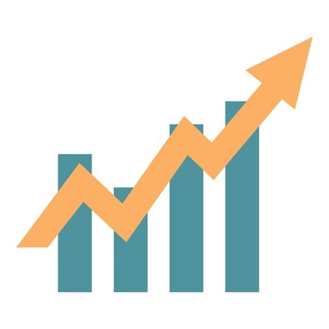 Statistical Chart With Bars Showing Positive Growth And Arrow Going Up 47058226 Vector Art At