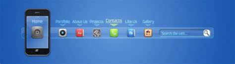 Iphone Style Blue Navigation Menu Psd Free Vector Download Freeimages