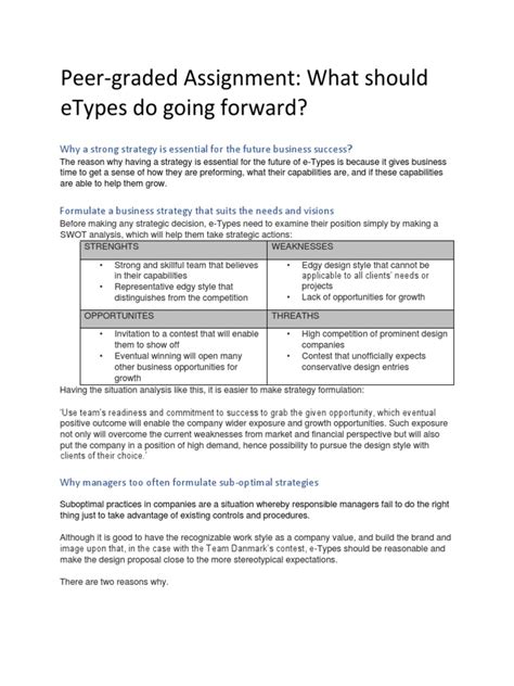 Peer Graded Assignments 1 3 Full Version Pdf Strategic Management Business