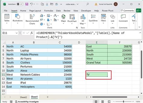 Excel CUBEMEMBER Function