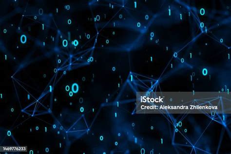 Abstract Dark Background With Binary Code Analysis And Data Transfer Concept 3d Rendering Stock