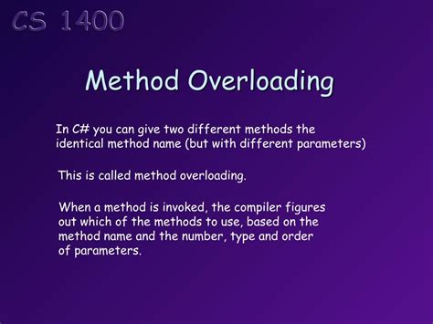 Ppt Method Parameters And Overloading Powerpoint Presentation Free Download Id1957732