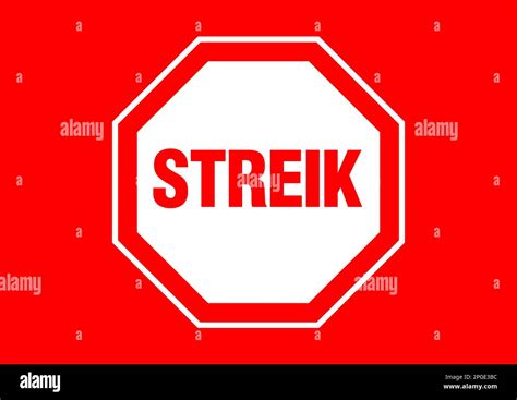 Vector Graphic With The Text Strike In A Stop Sign Suitable For Posters In Din Format Stock