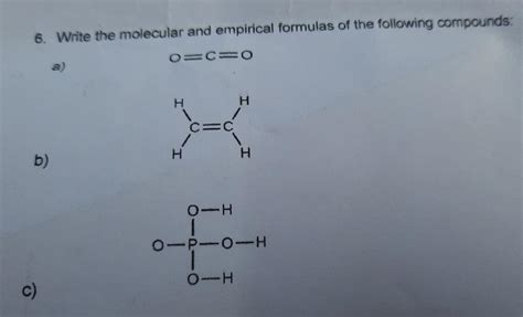 Solved 6 Write The Molecular And Empirical Formulas Of The