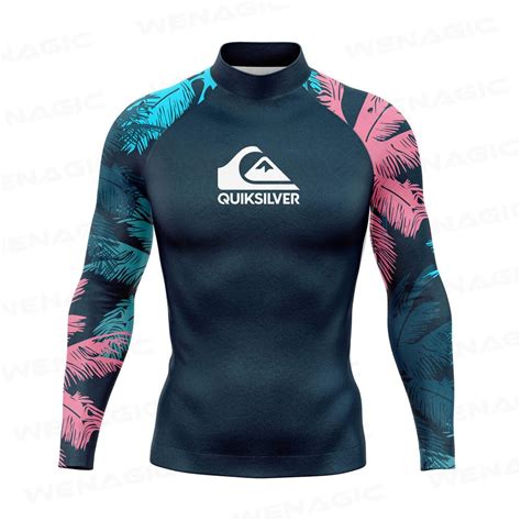 Quiksilver Swimming T Shirt Swimsuit Men Uv Protection Beach Rash Guard