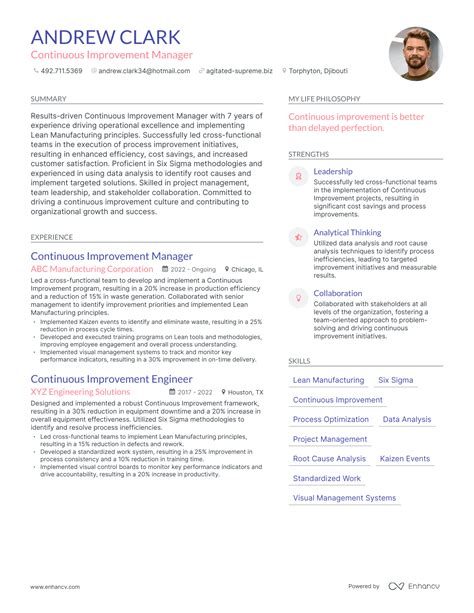 3 Successful Continuous Improvement Manager Resume Examples And Writing
