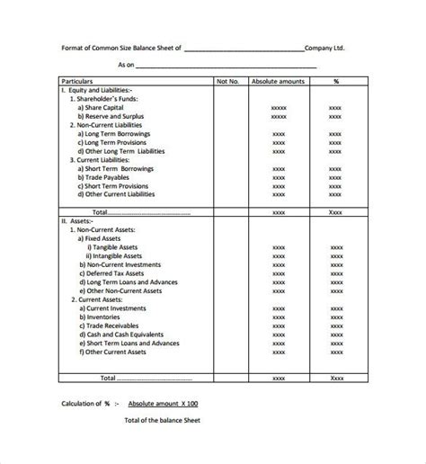 Common Size Balance Sheet Excel Journeyknoeball