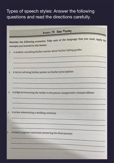 Types Of Speech Styles Answer The Following Chegg Com