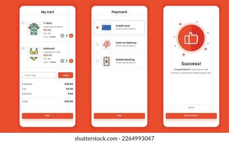 Mobile App Ui Kit Checkout Process Stock Vector Royalty Free 2264993047 Shutterstock