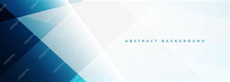 기하학적 형태와 파란색과 흰색 현대 추상 넓은 배너 진한 파란색과 흰색 추상적 인 배경 프리미엄 벡터