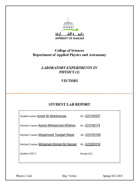 Exp 03 Vectors Lab Report Pdf Euclidean Vector Force