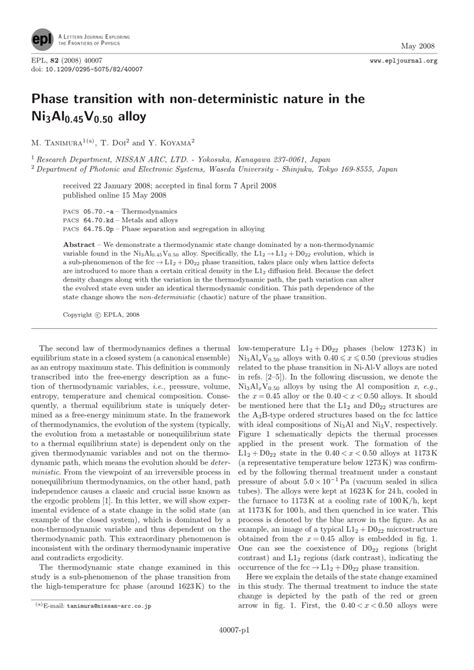 Pdf Phase Transition With Non Deterministic Nature In The Ni3al045v0