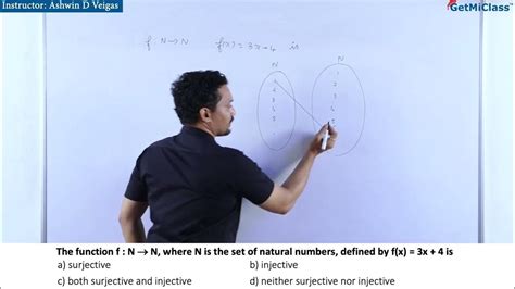 Surjectivity And Injectivity Of Function Kcet 12th Mathematics