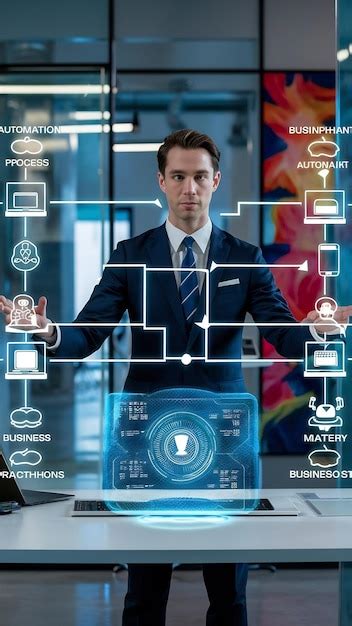 Business Process Management And Automation Concept With Workflow Flowchart Businessman Premium