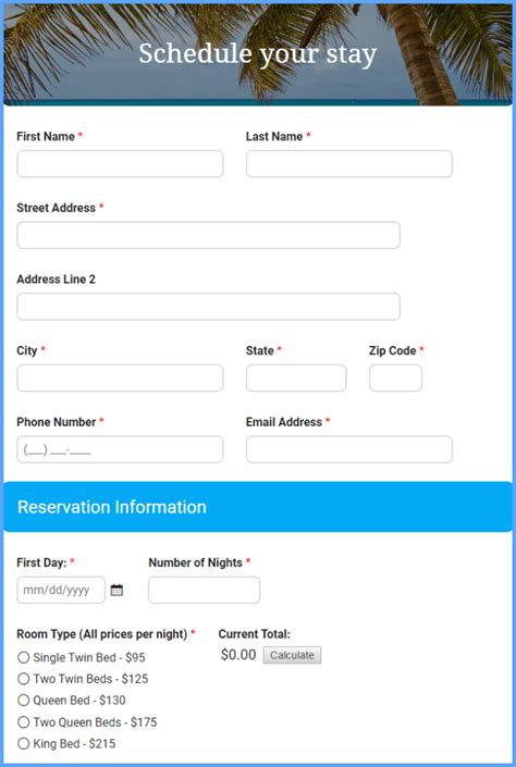 Scheduling Form Template Formsite