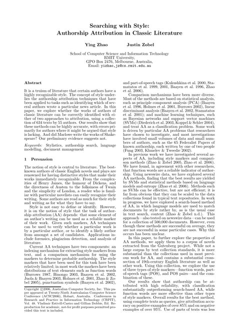 pdf searching with style authorship attribution in classic literature