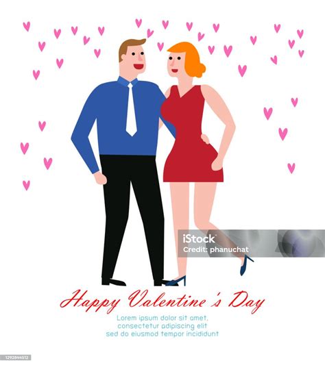 14 2 월 해피 발렌타인 데이 개념 사랑 포스터에 사람들 사랑하는 사람 영원히 사랑에 함께 낭만적 인 젊은 흰색 배경에 플랫 만화 스타일 벡터 일러스트를 껴안고 커플 2