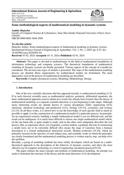 Pdf Some Methodological Aspects Of Mathematical Modeling In Dynamic Systems