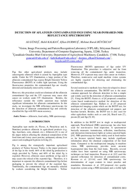 Pdf Detection Of Aflatoxin Contaminated Figs Using Near Infrared Nir Reflectance Spectroscopy