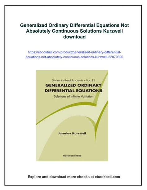Generalized Ordinary Differential Equations Not Absolutely Continuous Solutions Kurzweil Pdf