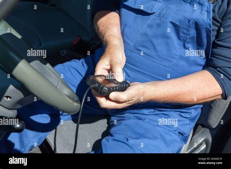Man Using Car Diagnostic Scan Tool Stock Photo Alamy