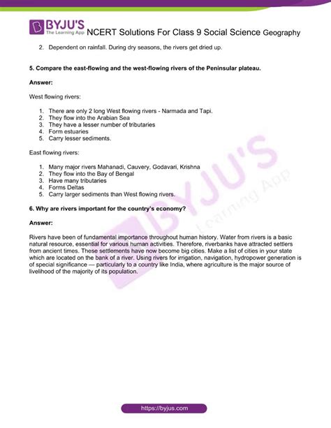 Ncert Solutions For Class 9 Geography Social Science Chapter 3 Drainage