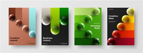 여러 가지 색의 플래카드 A4 디자인 벡터 개념 조성물 창조적 인 사실적 공 엽서 템플릿 세트 개념에 대한 스톡 벡터 아트 및 기타 이미지 Istock