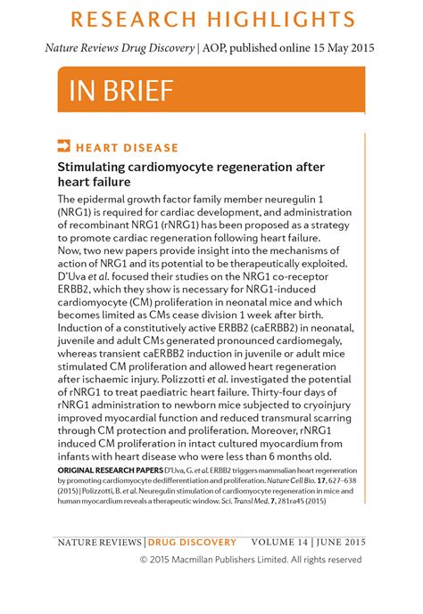 Nature Reviews Drug Discovery Highlights Our Discovery On Cardiac Regeneration Duvas Lab