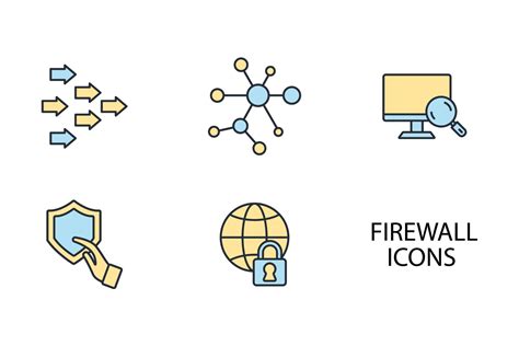 Firewall Computing Security Icons Set Firewall Computing Security Pack Symbol Vector Elements