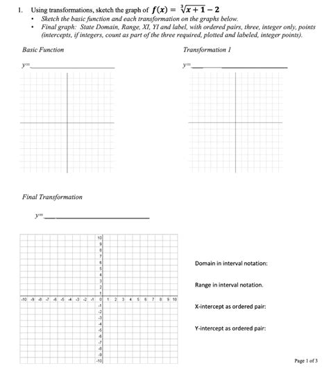 solved 1 using transformations sketch the graph of f x