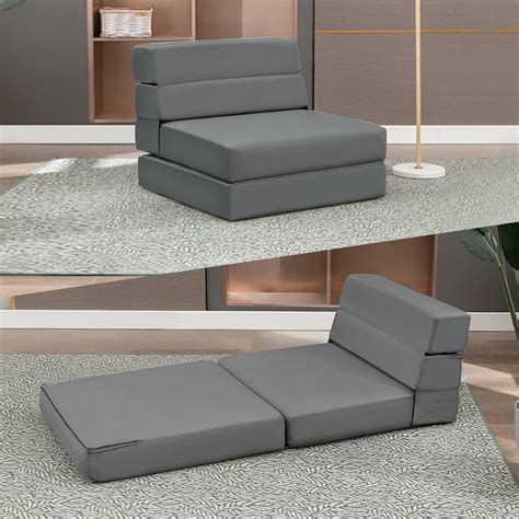 Balus Triple Fold Down Sofa Bed Single Size Sleeper Sofa 2 In1 Tri Fold Floor Couch