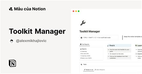 Mẫu Toolkit Manager Thị Trường Notion