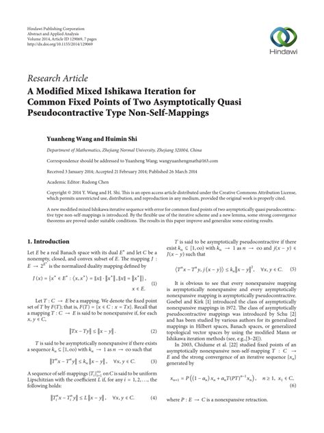 Pdf A Modified Mixed Ishikawa Iteration For Common Fixed Points Of
