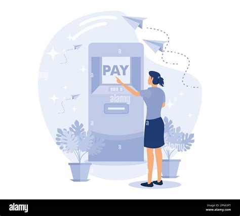 Brick And Mortar Bank Concept Self Service Terminal Bill Payments Financial Services Flat