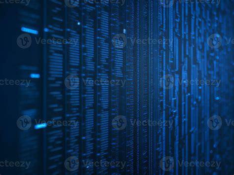 Ai Generated Blue Digital Binary Data On Computer Screen Background