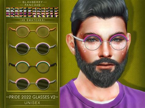 Pride 2022 Glasses V2 Unisex Blahberry Pancake Glasses Unisex Sims 4