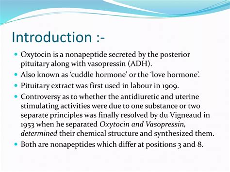 Posterior Pituitary Hormone Oxytocin Ppt
