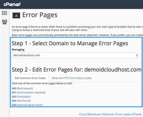 Cara Membuat Halaman Error Pada Cpanel Idcloudhost