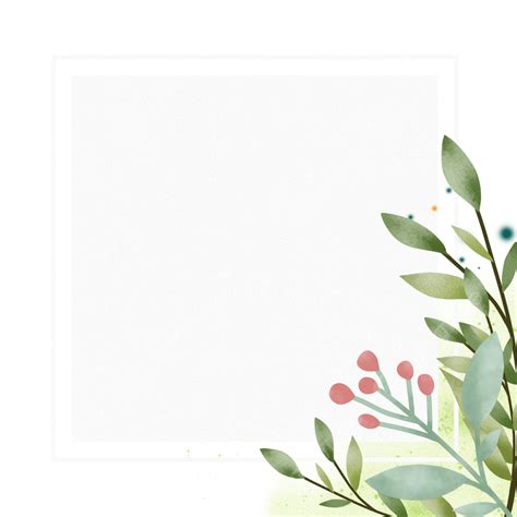 자연 녹색 잎과 꽃 테두리가 있는 흰색 사각형 흰색 사각형 꽃 테두리 녹색 잎 Png 일러스트 및 Psd 이미지 무료 다운로드 Pngtree