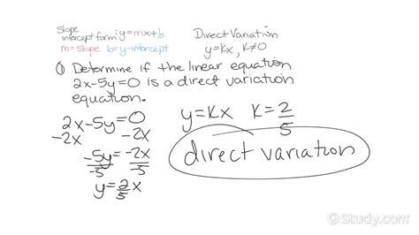 Identifying Direct Variation Equations Algebra