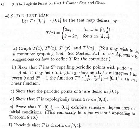 Solved 8 The Logistic Function Part I Cantor Sets And Chaos 89 The