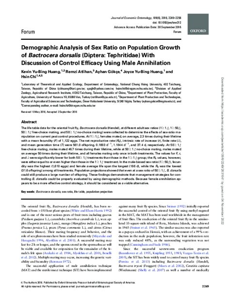 Pdf Demographic Analysis Of Sex Ratio On Population Growth Of