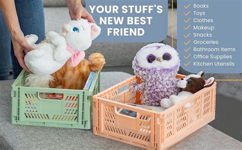 Plastic Crates For Storage Stackable Set Of 4 Collapsible Crates For Groceries