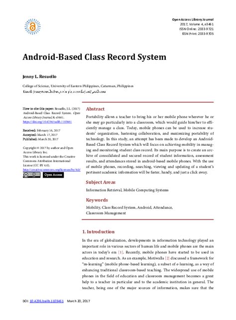 Pdf Android Based Class Record System