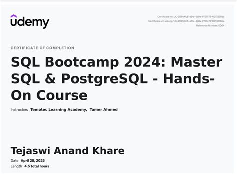 Sql Postgresql Oraclesql Mysql Sqlserver Databasedevelopment Tejaswi Anand Khare